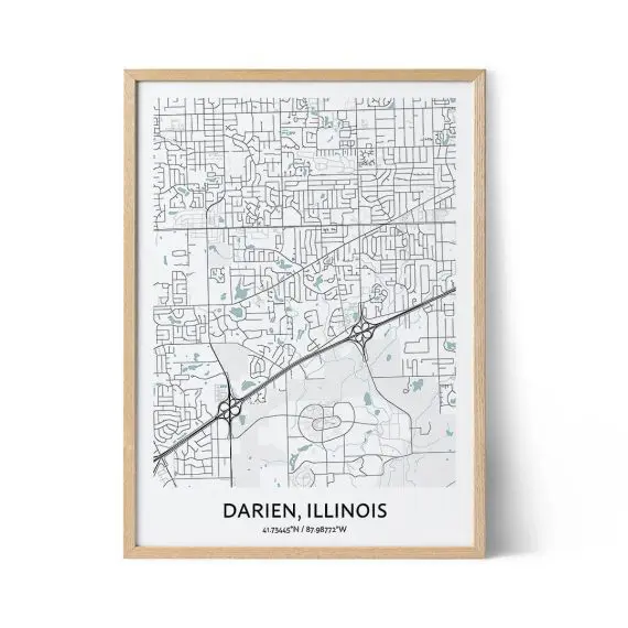 Darien Map Poster - Your City Map Art - Positive Prints